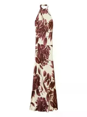 TWINSET Floral Print Halterneck Maxi Dress - Red