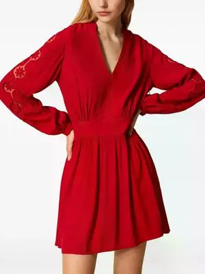 TWINSET Embroidered V-neck Mini Dress