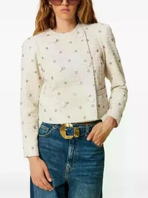 TWINSET Bouclé-texture Embellished Jacket