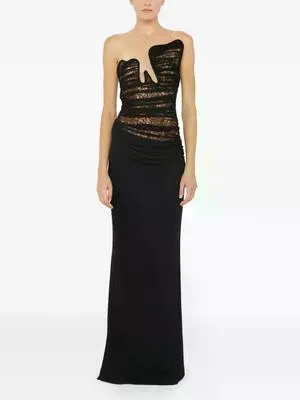 Christopher Esber Salacia Lace-panelled Maxi Gown - Black