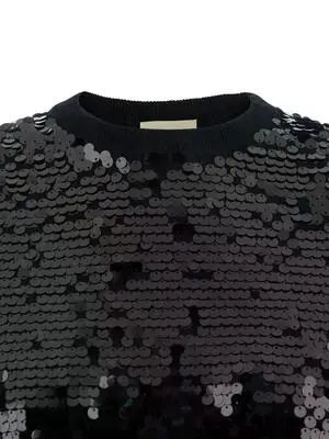 SEMICOUTURE Sequin Embellished Virgin Wool-cashmere Blend Sweater - Black