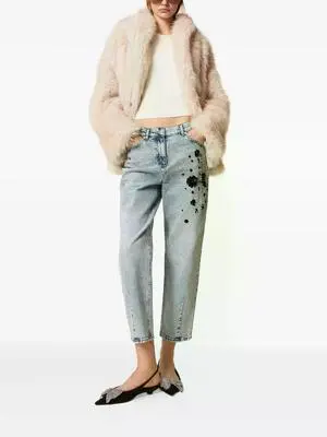 TWINSET Sequined Embroidered Denim Jeans
