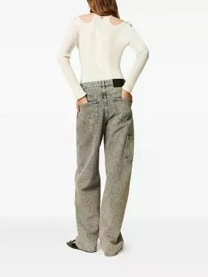 TWINSET Utility Pocket Logo Patch Jeans - Grey