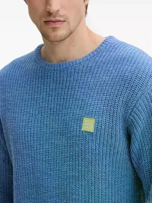 American Vintage Ribbed Knit Crew Neck Sweater With Logo Patch