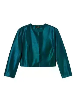 TWINSET Teal Crop Hem Long Sleeve Jacket - Blue