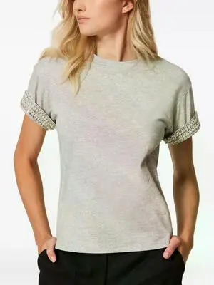 TWINSET Embellished Cotton-blend T-shirt