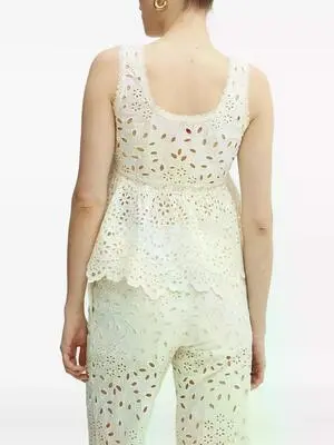ERMANNO FIRENZE Embroidered Eyelet Lace Trim Sleeveless Top