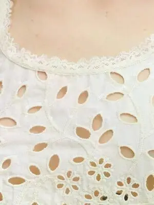 ERMANNO FIRENZE Embroidered Eyelet Lace Trim Sleeveless Top