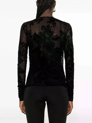 Pinko Floral Print Sheer Long Sleeve Top
