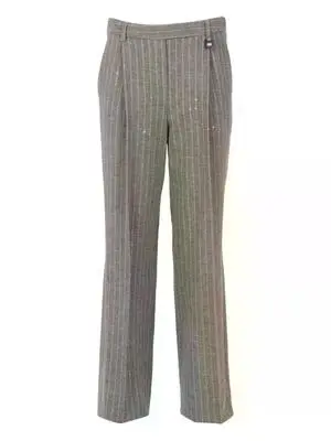 Lorena Antoniazzi Sequin-embellished Pinstriped Trousers - Grey