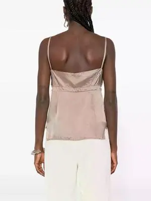 FEDERICO CINA Taupe V-neck Spaghetti Strap Top