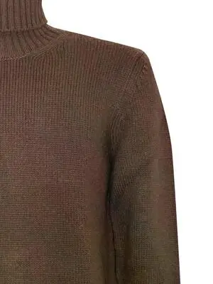 Eleventy Ribbed-trim Turtleneck Sweater - Brown