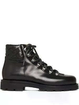 SCAROSSO Catherine Leather Lace-up Boots - Black