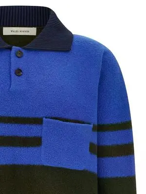 WALES BONNER Stripe-panel Polo Shirt