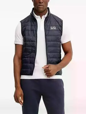 EA7 Quilted Logo-plaque Gilet - Blue