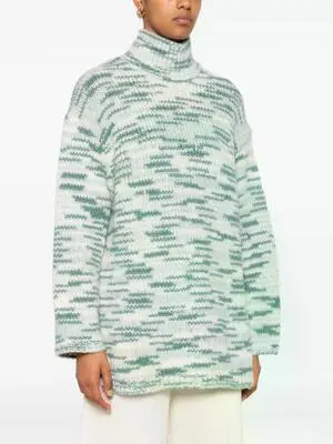 Marc O'polo High-neck Striped Sweater - Green