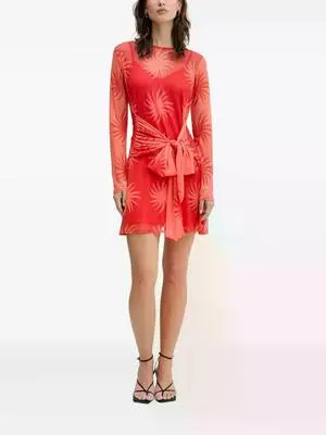 NEVER FULLY DRESSED Mesh Geometric-print Mini Dress - Red