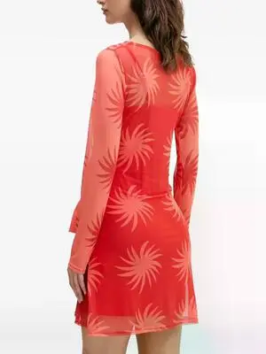 NEVER FULLY DRESSED Mesh Geometric Print Mini Dress