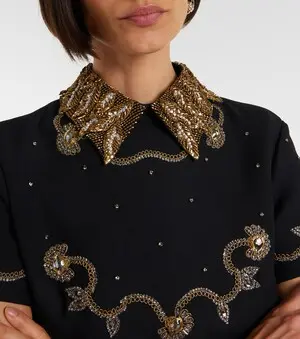Valentino Garavani Crepe Couture Embellished Mini Dress