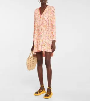 Poupette St Barth Ola Floral Rayon Georgette Minidress
