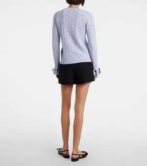 Valentino Garavani Cable-knit Virgin Wool Sweater With Bow Detail