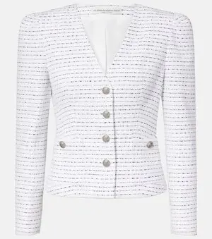 Alessandra Rich Striped Tweed Jacket - White