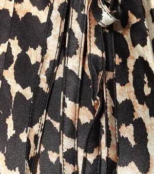 GANNI Leopard-printed Stretch-silk Maxi Dress