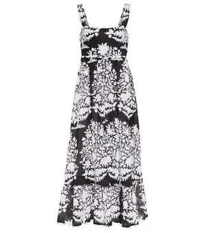 JULIET DUNN Printed Cotton Midi Dress