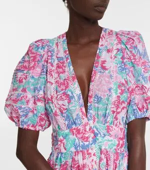 Poupette St Barth Reine Floral Midi Dress