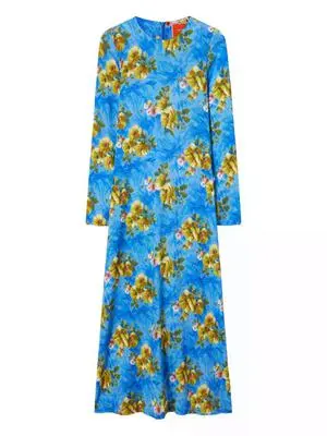 La DoubleJ Long-sleeve Floral Maxi Dress - Blue