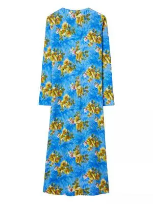 La DoubleJ Long-sleeve Floral Maxi Dress - Blue
