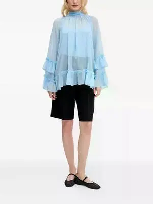 NEVER FULLY DRESSED High-neck Tiered Ruffle Blouse