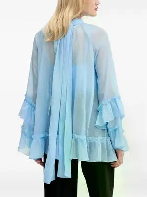 NEVER FULLY DRESSED High-neck Tiered Ruffle Blouse