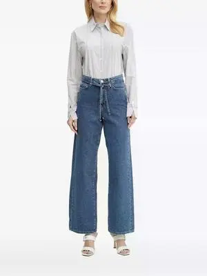 Patrizia Pepe Striped Shirt With Bee Embellishment - Grey