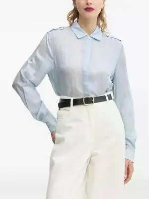 BRUUNS BAZAAR Denim-print Collared Shirt