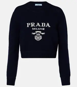 Prada Wool And Cashmere Crewneck Sweater - Blue