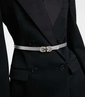 FERRAGAMO Gancini Metallic Leather Belt