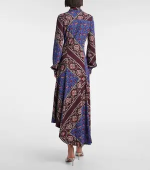 Rabanne Asymmetric Paisley Printed Midi Dress - Multicoloured