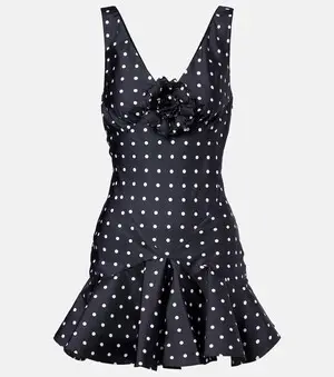 RODARTE Polka-dot Silk Twill Minidress - Black