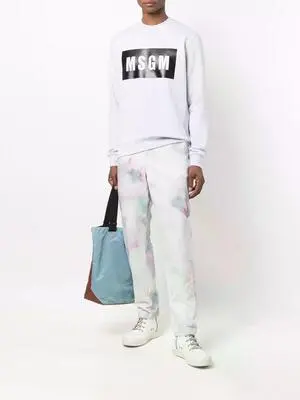 MSGM Logo-print Cotton Sweatshirt - Grey