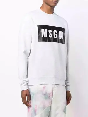 MSGM Logo Print Crewneck Sweatshirt - Grey