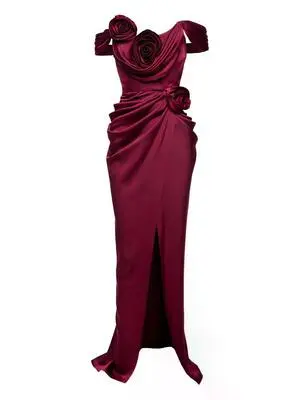 ANA RADU Off-shoulder Rose Embellishment Maxi Dress