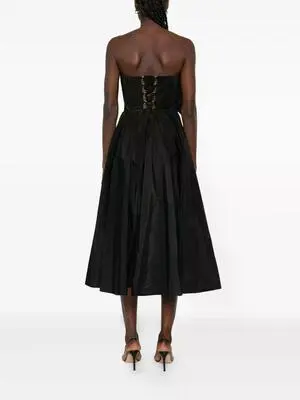 NISSA Rose Embellished A-line Midi Dress