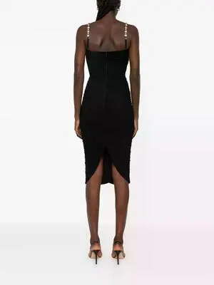 NISSA Embellished Ruched Mini Dress - Black