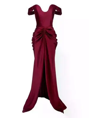 ANA RADU Off-the-shoulder Draped Gown - Red