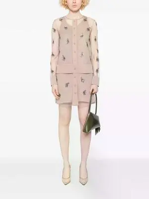 Fendi Embroidered Tulle Mini Dress