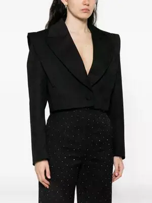 NISSA Padded-shoulder Cropped Jacket