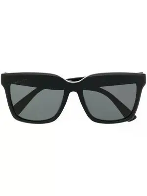 Gucci Square Frame Sunglasses With Gold Tone Logo - Black