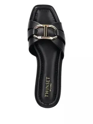 TWINSET Crossover Flat Sandals With Gold-tone Hardware