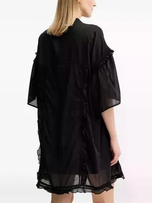 ISABELLE BLANCHE Ruffle-trimmed Lace Insert Mini Dress - Black